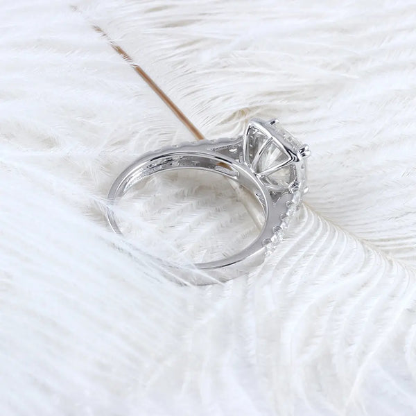 White Gold Halo 10k Engagement Ring With Moissanite 2.55ct Total