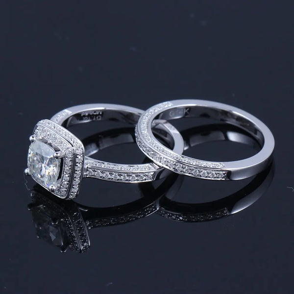 14k White Gold Moissanite Wedding Set - Affordable Jewelry Sets
