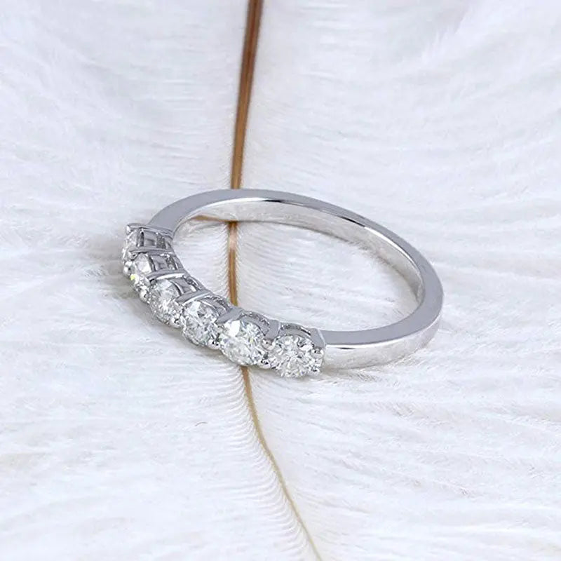 6 Stone Silver Moissanite Anniversary Ring 0.66ct Total – Luxus Moissanite